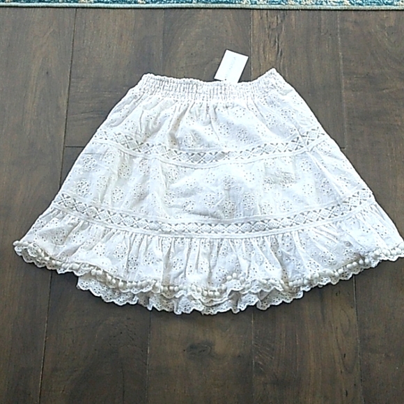 MODAPOSA | Skirts | New Modaposa Cottagecore White Eyelet Pom Pom Mini ...